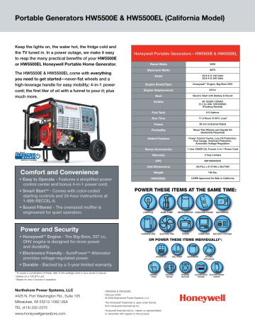 Honeywell HW5500E/L Specification Sheet | Manualzz