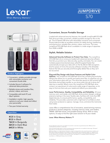 Lexar JUMPDRIVE S70 Datasheet | Manualzz