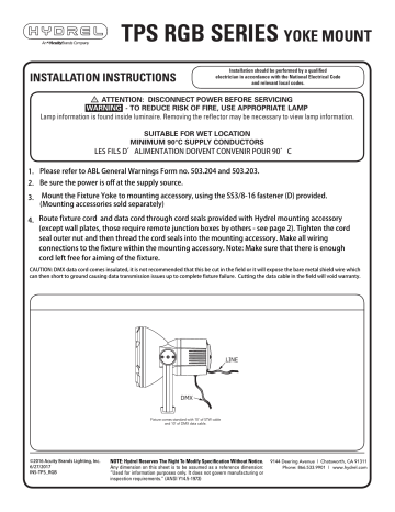 Hydrel TPS RGB SERIES Installation Instructions | Manualzz