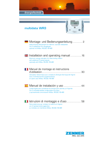 Zenner multidata WR3 Installation And Operating Manual | Manualzz