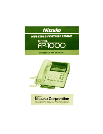 Nitsuko FP-1000 Instruction Manual | Manualzz