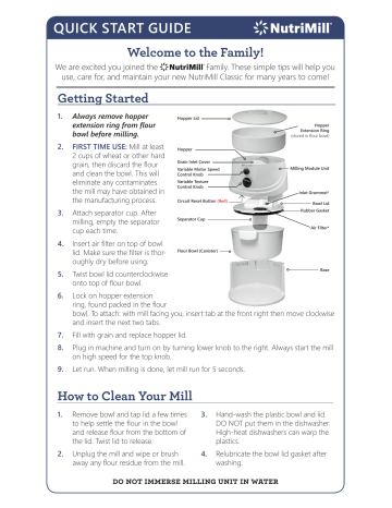 NutriMill Classic Quick Start Manual | Manualzz
