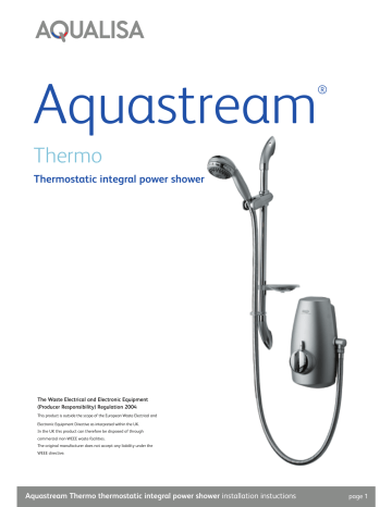 Aqualisa Aquastream Thermo Installation Instructions Manual | Manualzz