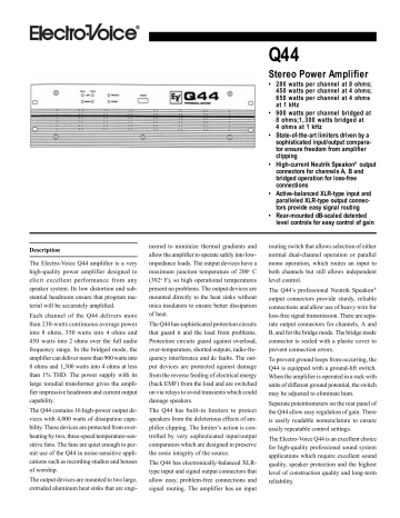 Electro-Voice Q44 Specifications | Manualzz