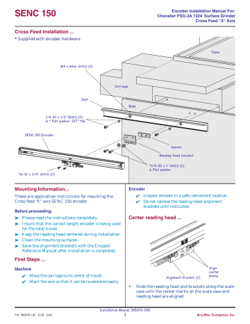 ACU-RITE SENC 150 Installation Manual | Manualzz