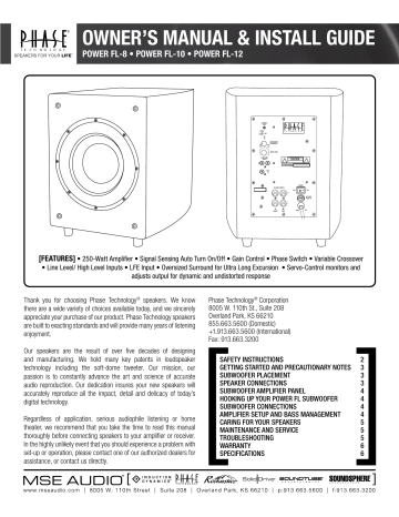 Phase POWER FL-10 Owners Manual/Install Manual | Manualzz