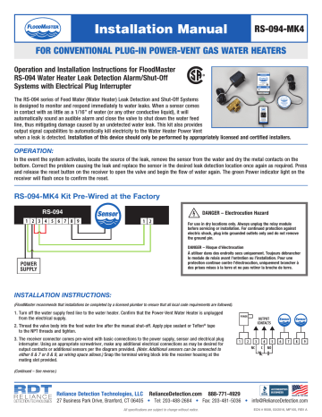 FloodMaster RS-094-MK4 Installation Manual | Manualzz
