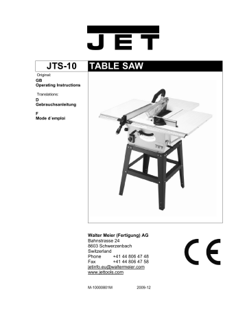 Jet JTS-10 Operating Instructions Manual | Manualzz