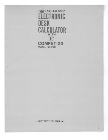 Sharp COMPET-23, CS-23C Instruction Manual | Manualzz