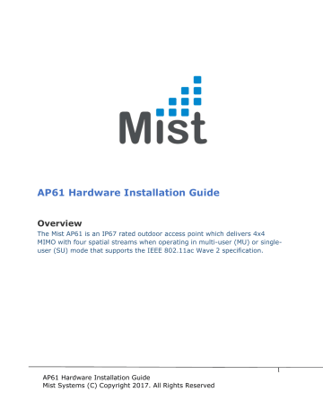 Mist AP61-US Hardware Installation Manual | Manualzz