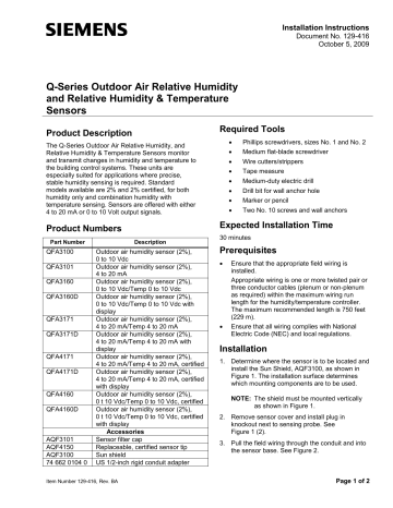 Siemens QFA3100 Installation Instructions Manual | Manualzz