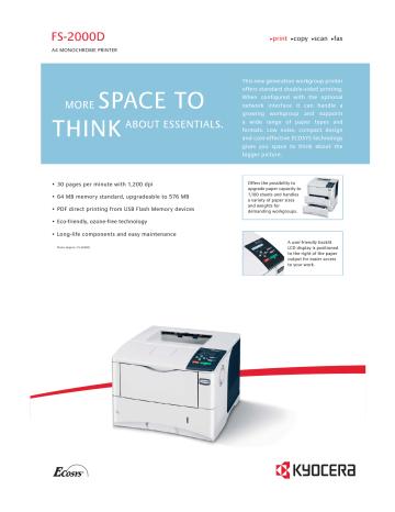 Kyocera FS-2000D Features | Manualzz