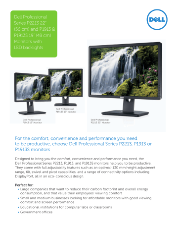 Dell P1913, P1913S, P2213 Specifications | Manualzz