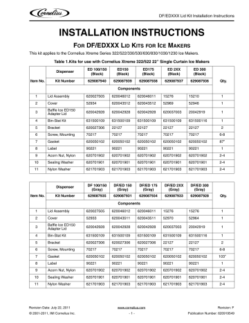 Cornelius ED 175 Installation Instructions Manual | Manualzz