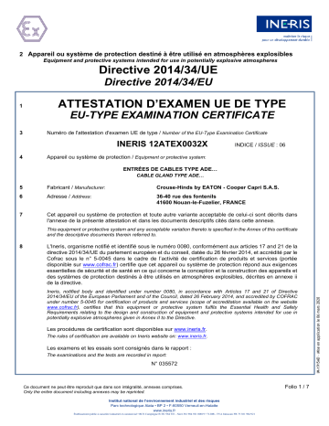 Eaton INERIS 12ATEX0032X issue 06 Owner's Manual | Manualzz