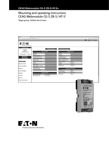 Eaton Webmodule CG-S ZB-S/AT-S+ Operating instructions | Manualzz
