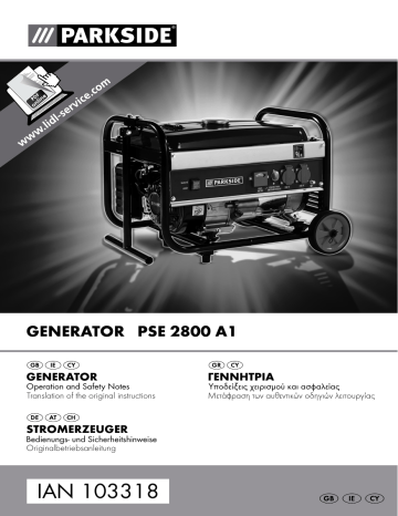 Parkside PSE 2800 A1 GENERATOR Operating Instructions | Manualzz