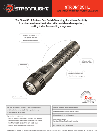 Streamlight STRION® DS HL FLASHLIGHT Data Sheet | Manualzz
