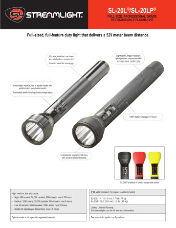 Streamlight SL-20LP® FLASHLIGHT Data Sheet | Manualzz
