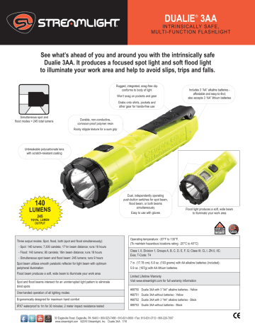 Streamlight DUALIE® 3AA FLASHLIGHT Data Sheet | Manualzz