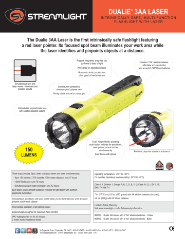 Streamlight DUALIE® 3AA LASER FLASHLIGHT Data Sheet | Manualzz