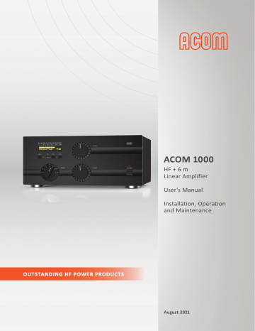 Acom 1000 HF + 6m Linear Amplifier User Manual | Manualzz