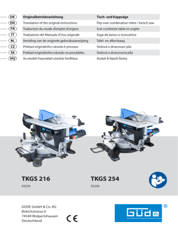 Güde Tisch- & Kappsäge TKGS 254, Tisch- & Kappsäge TKGS 216 Bedienungsanleitung | Manualzz