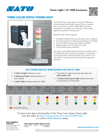 Sato LP 100R Tower Light Datasheet | Manualzz