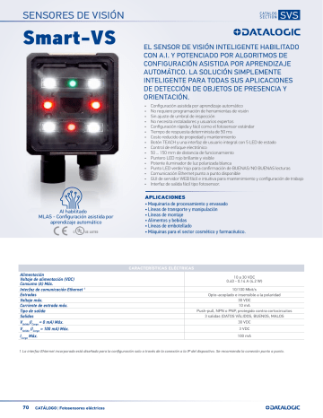Datalogic Smart-VS™ Vision Sensor Ficha de datos | Manualzz