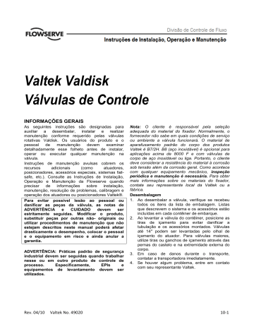 Flowserve Valtek Valdisk Control Valves Manual do usuário | Manualzz