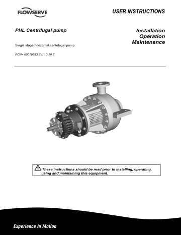 Flowserve PHL User Instructions | Manualzz
