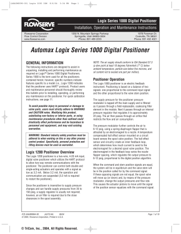 Flowserve Automax Logix Series User Instructions | Manualzz