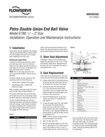 Flowserve MARPAC Petro E790 Ball Valve User Instructions | Manualzz