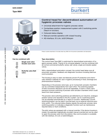 Burkert 8681 Control head Data Sheet | Manualzz