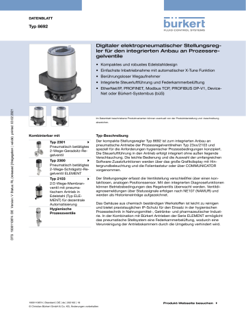 Burkert 8692 Digital electropneumatic Positioner Datenblatt | Manualzz