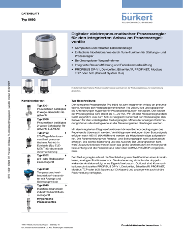 Burkert 8693 Digital electropneumatic process controller Datenblatt ...