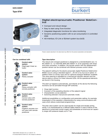 Burkert 8791 Digital electropneumatic Positioner SideControl Data Sheet ...