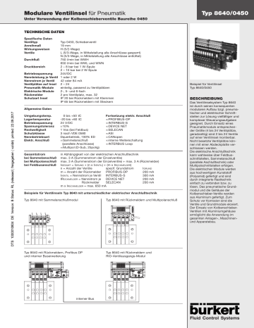 Burkert 8640 Modular valve island Datenblatt | Manualzz