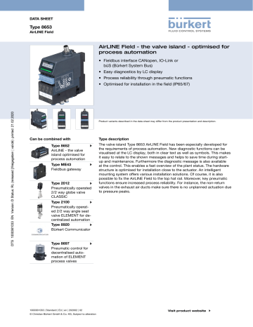 Burkert 8653 AirLINE Field Data Sheet | Manualzz