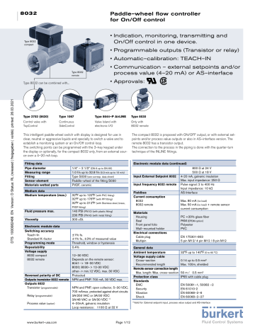 Burkert SE32 Transmitter Data Sheet | Manualzz