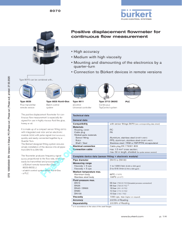 Burkert SE30 Transmitter Data Sheet | Manualzz