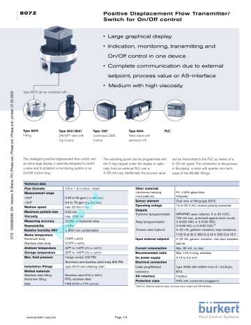 Burkert SE32 Transmitter Data Sheet | Manualzz
