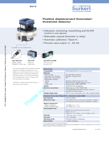 Burkert SE32 Transmitter Data Sheet | Manualzz