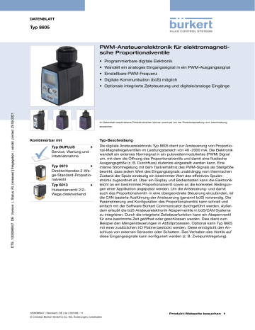 Burkert 8605 PWM control electronics Datenblatt | Manualzz