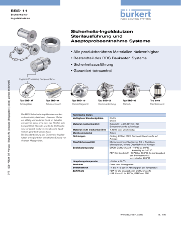 Burkert BBS-11 Safety ingold sockets Datenblatt | Manualzz