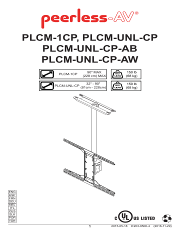 PEERLESS-AV PLCM-UNL-CP-AW SmartMount® Universal Ceiling Mount ...