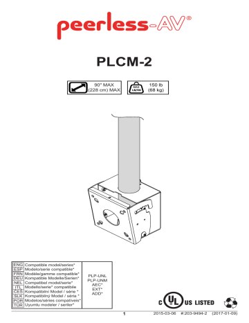 PEERLESS-AV PLCM-2 SmartMount®Ceiling Mount Tilt Boxes ...