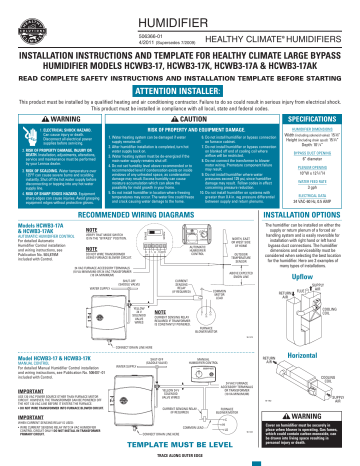 Lennox HCWB3 Series Large Bypass Humidifier Installation Instructions ...