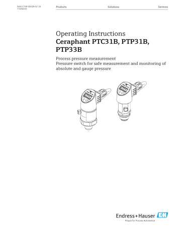 Endres+Hauser Ceraphant PTC31B, PTP31B, PTP33B Operating Instruction ...
