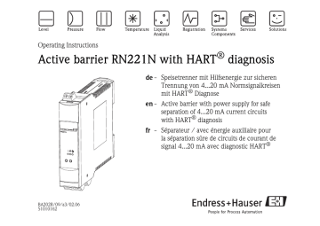 Endres+Hauser RN221N HART Diagnose Bedienungsanleitung | Manualzz